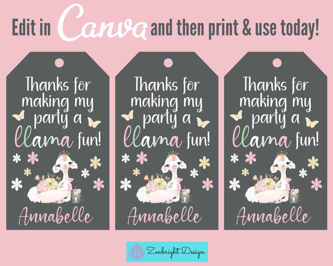 Llama Favor Tags, Kids Llama Birthday, Llama Party Favors, Girls Favor ...