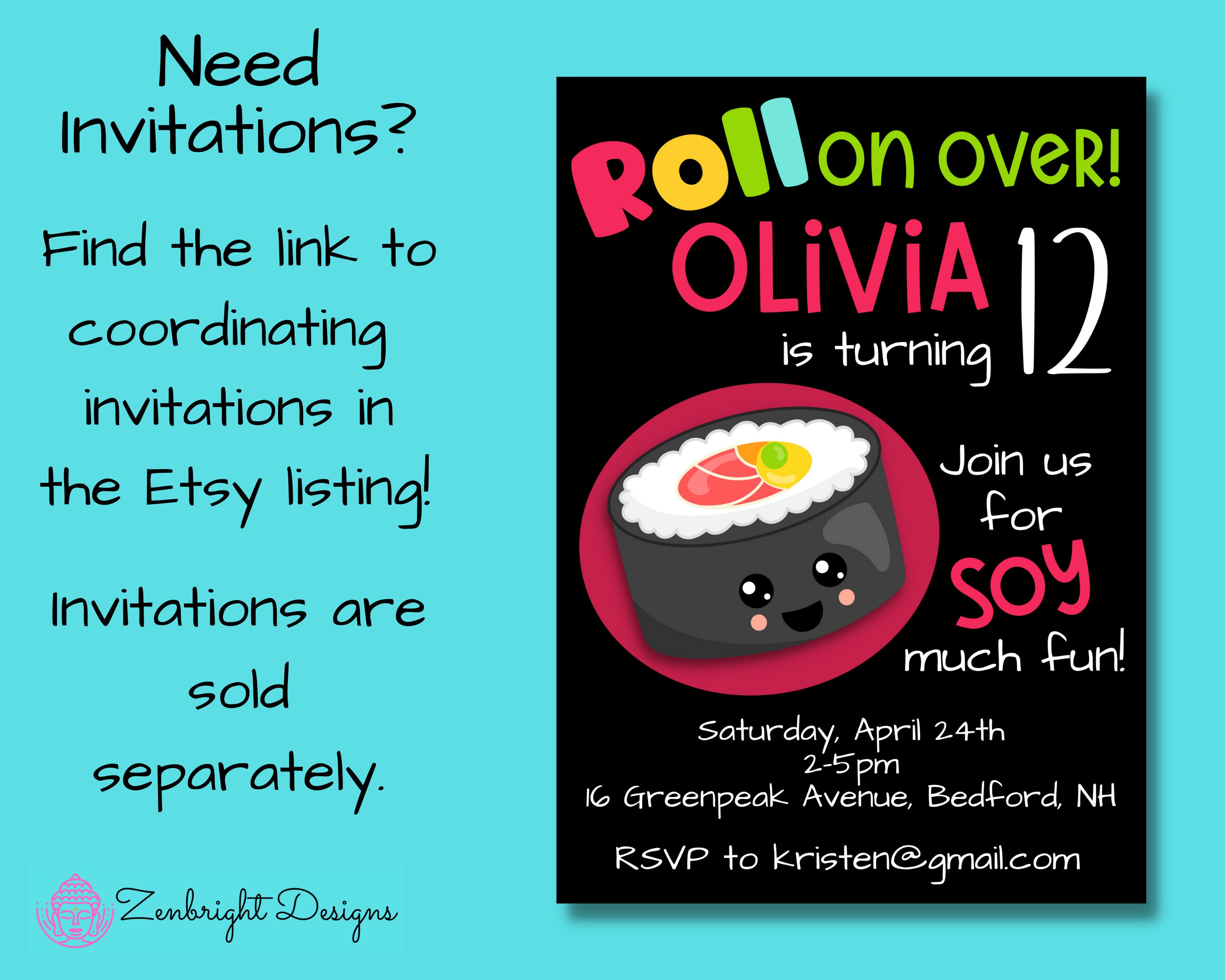 Sushi Birthday Party, Sushi Favor Tags, Kids Sushi Party, Kawaii Sushi ...