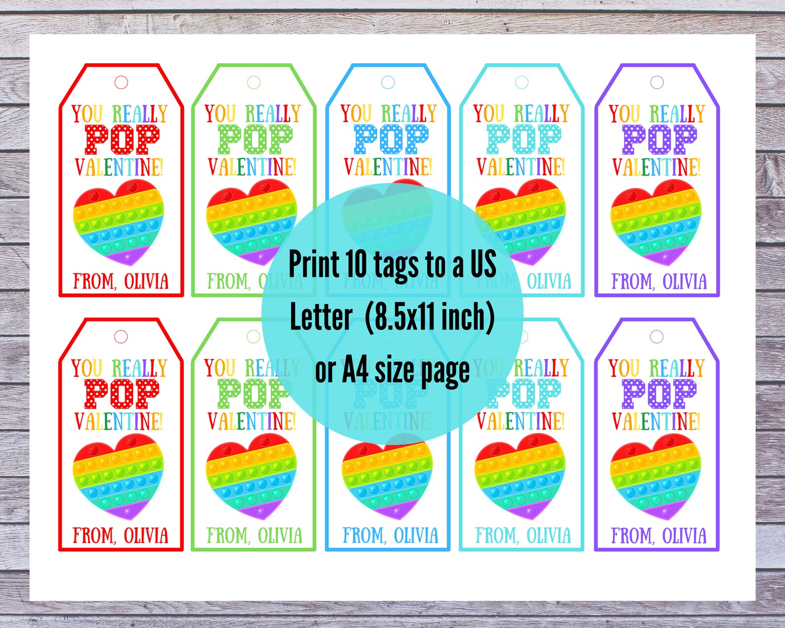 Pop It Valentines, Valentines Gift Tags, Pop It Valentines Gift Tag ...