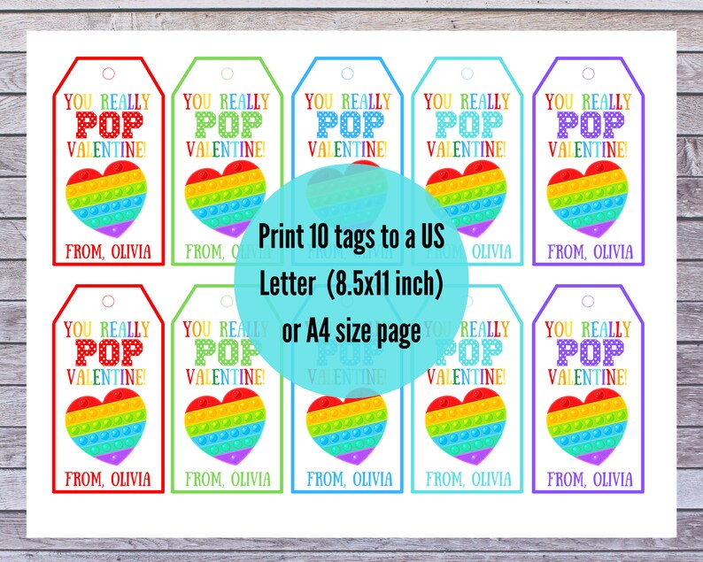 Pop It Valentines, Valentines Gift Tags, Pop It Valentines Gift Tag ...