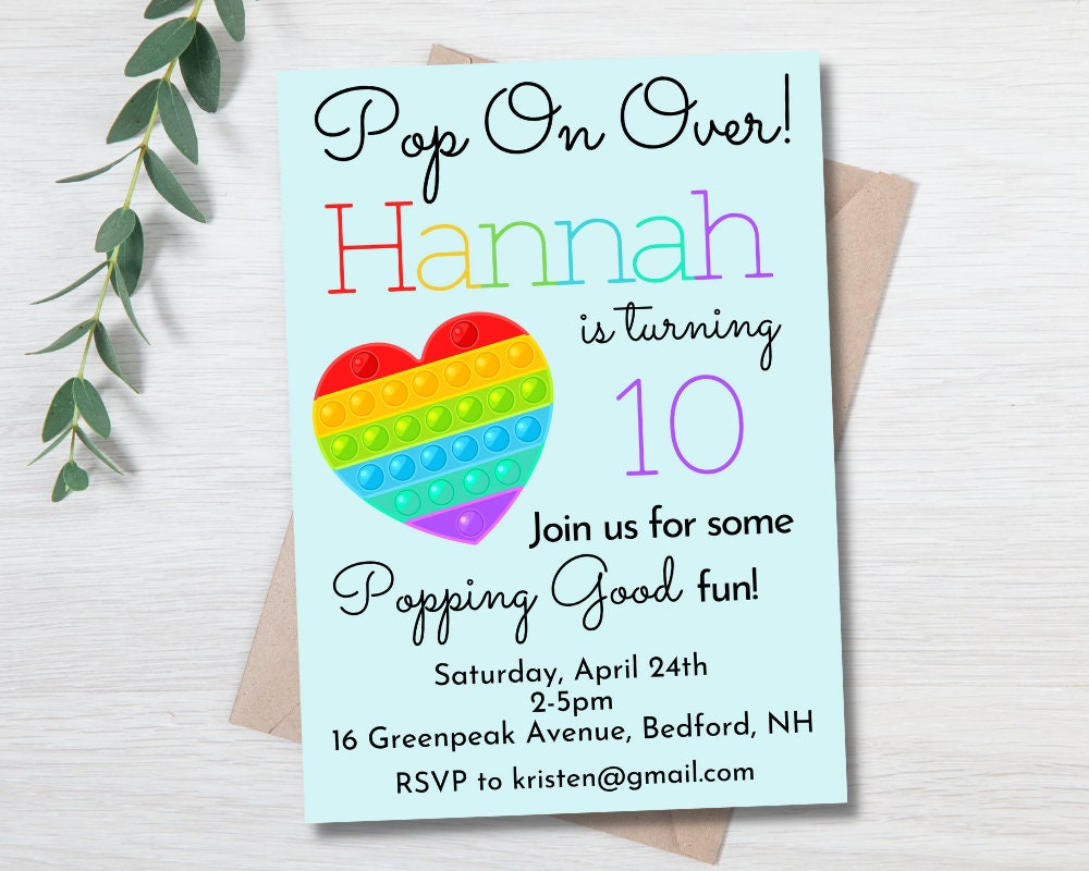 Pop It Birthday Party Invitation, Editable Pop It Invitation, Fidget ...