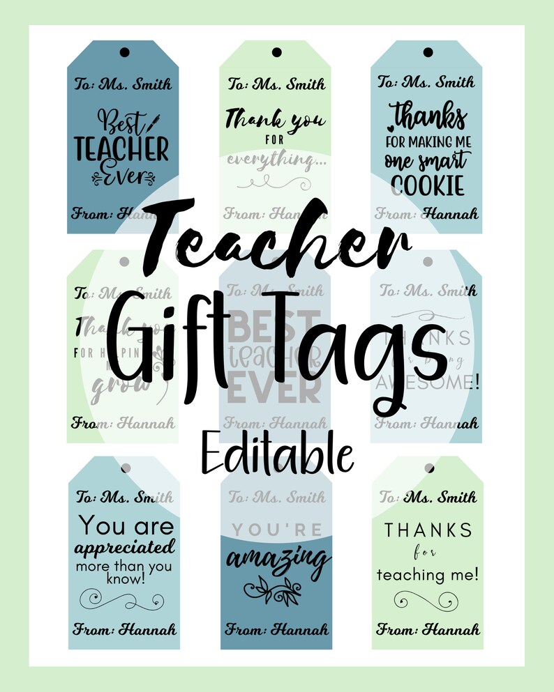 Teacher Appreciation Gift Tags Teacher Thank You Teacher - Etsy