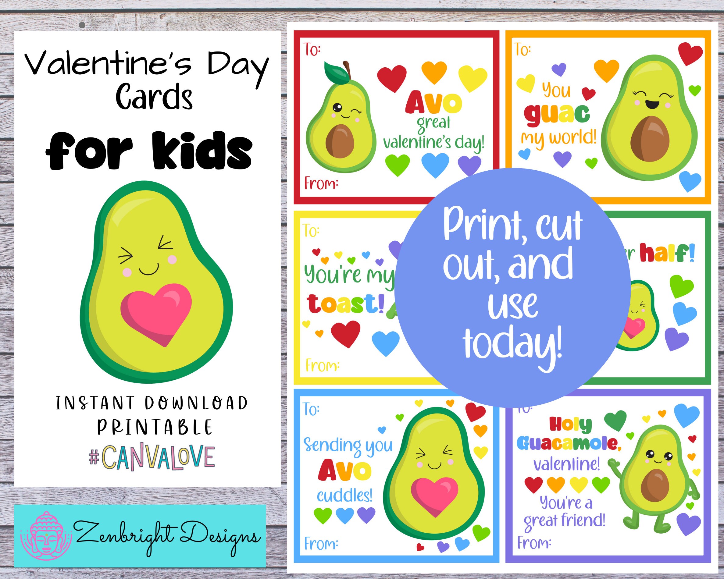Kids Valentines, Printable Valentines, Avocado Valentine's Day Cards ...