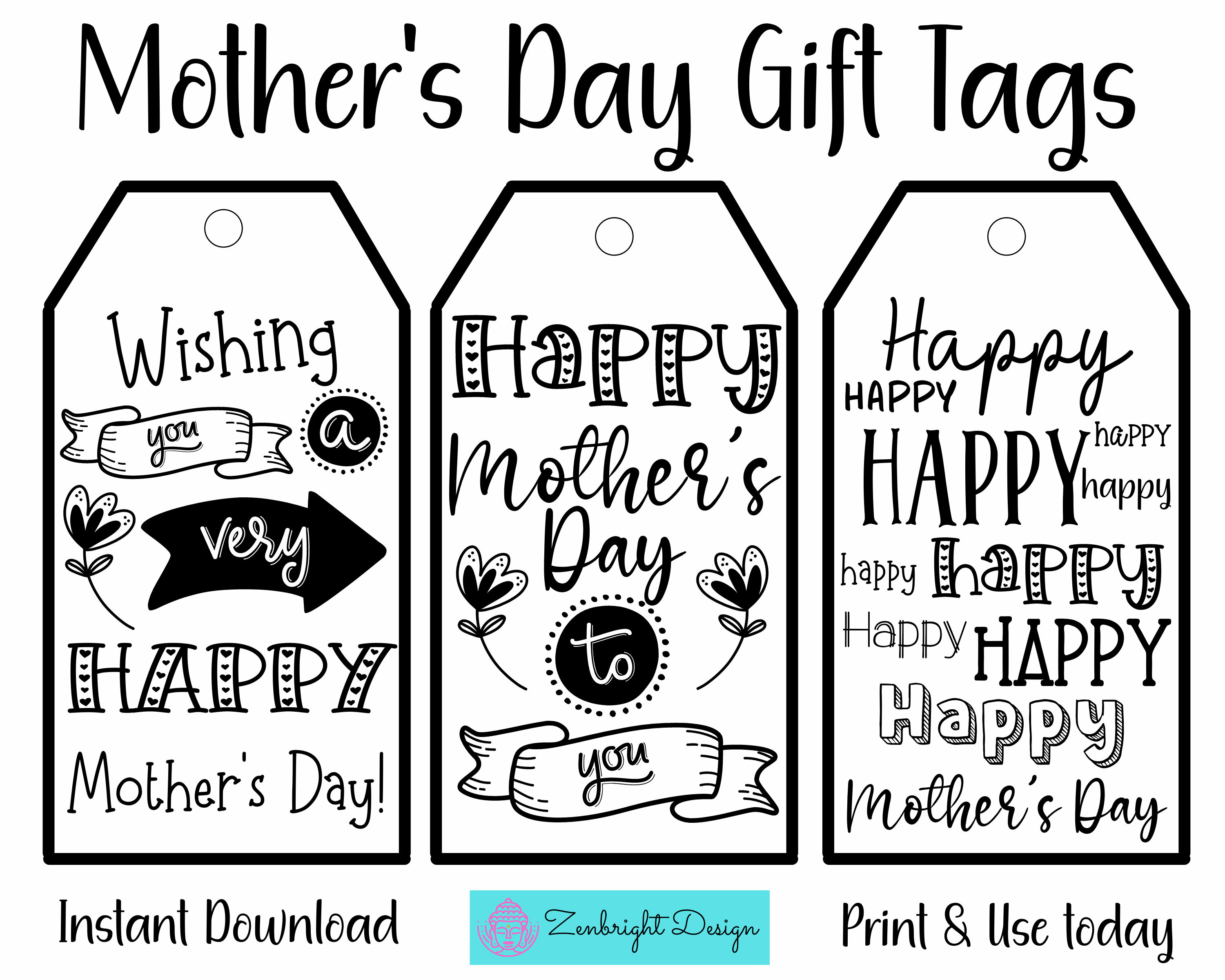 Mother's Day Gift Tags, Printable Mother's Day Tags, Digital Download ...