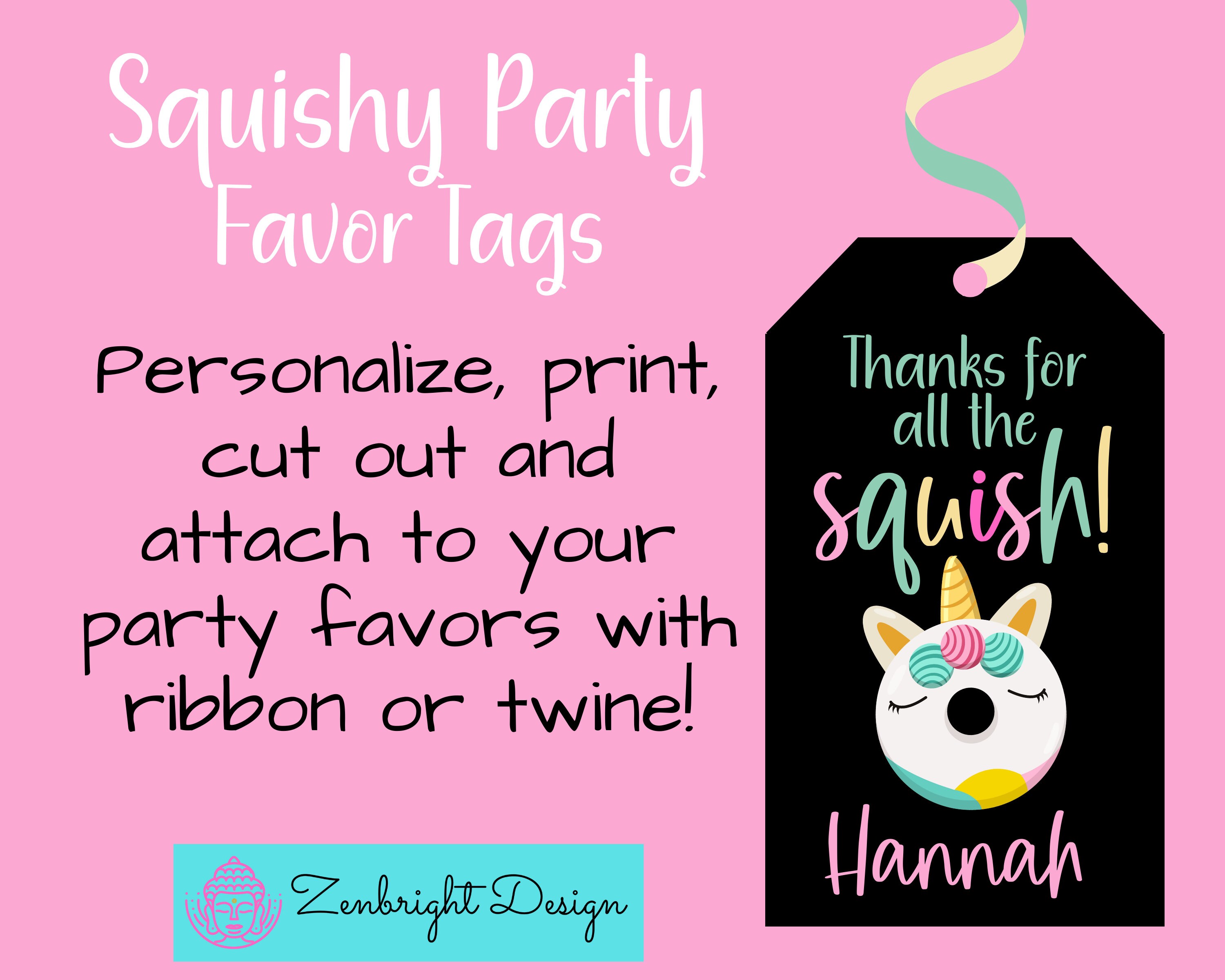 Squishy Favor Tags, Squishies Birthday, Kawaii Squishy Favor Tags ...