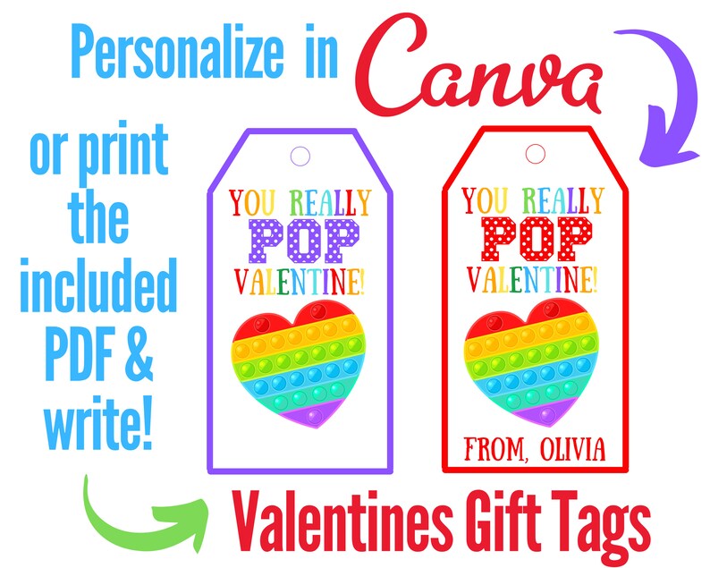 Pop It Valentines, Valentines Gift Tags, Pop It Valentines Gift Tag ...