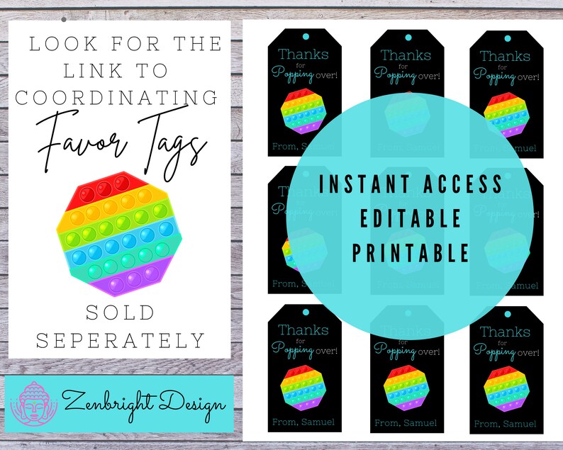 Pop It Birthday Party Invitation, Editable Pop It Invitation, Fidget ...