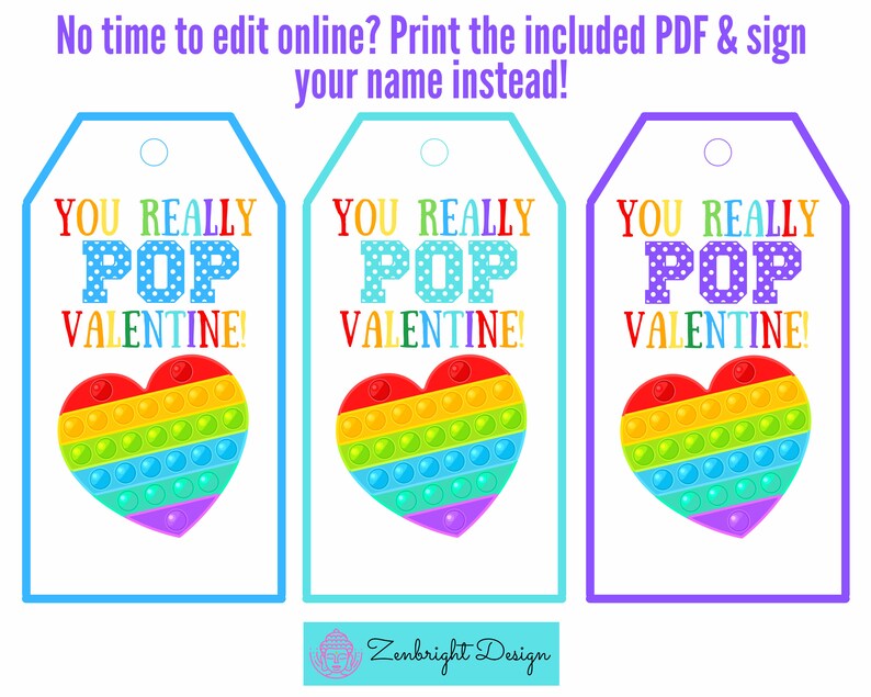 Pop It Valentines, Valentines Gift Tags, Pop It Valentines Gift Tag ...