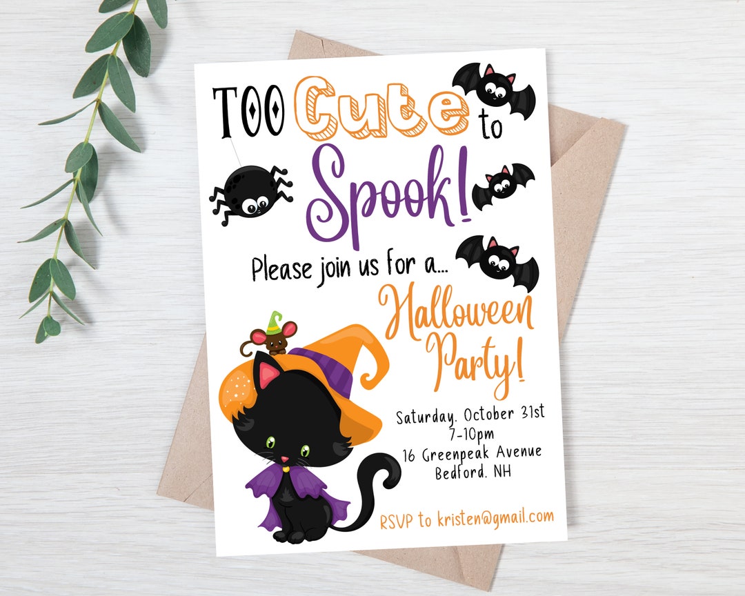 Kids Halloween Party Invitation, Halloween Party, Too Cute to Spook ...