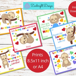 Kids Valentines, Printable Valentines, Sloth Valentine's Day Cards ...