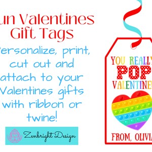 Pop It Valentines, Valentines Gift Tags, Pop It Valentines Gift Tag ...