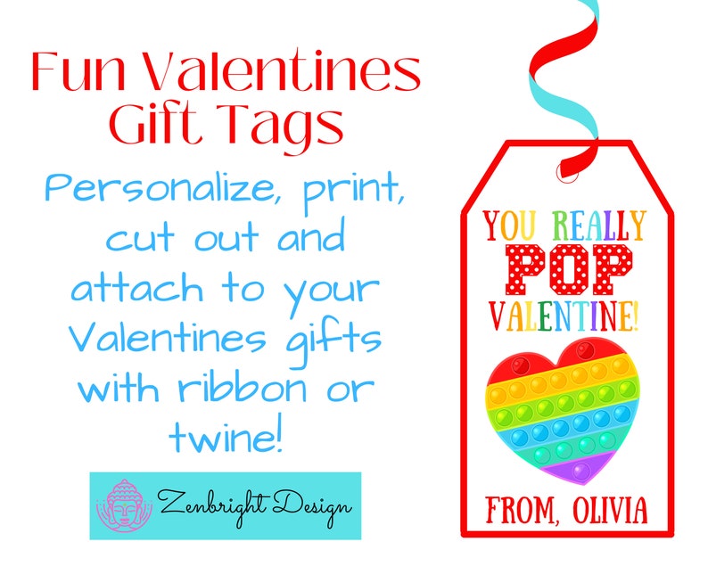 Pop It Valentines, Valentines Gift Tags, Pop It Valentines Gift Tag ...