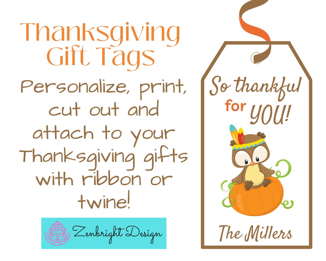 Editable Thanksgiving Gift Tags, Thanksgiving Gift Tags, Printable ...