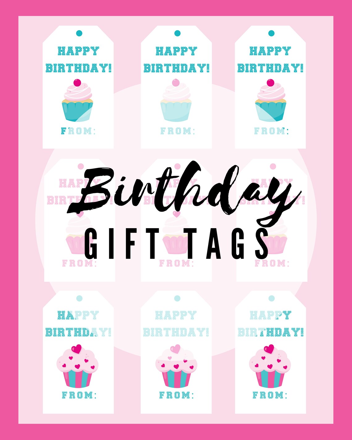 Kids Happy Birthday Gift Tags, Instant Download, Printable, Digital ...