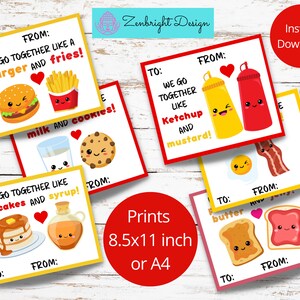 Kids Valentines, Printable Valentines, Kawaii Food Valentines, Kids ...