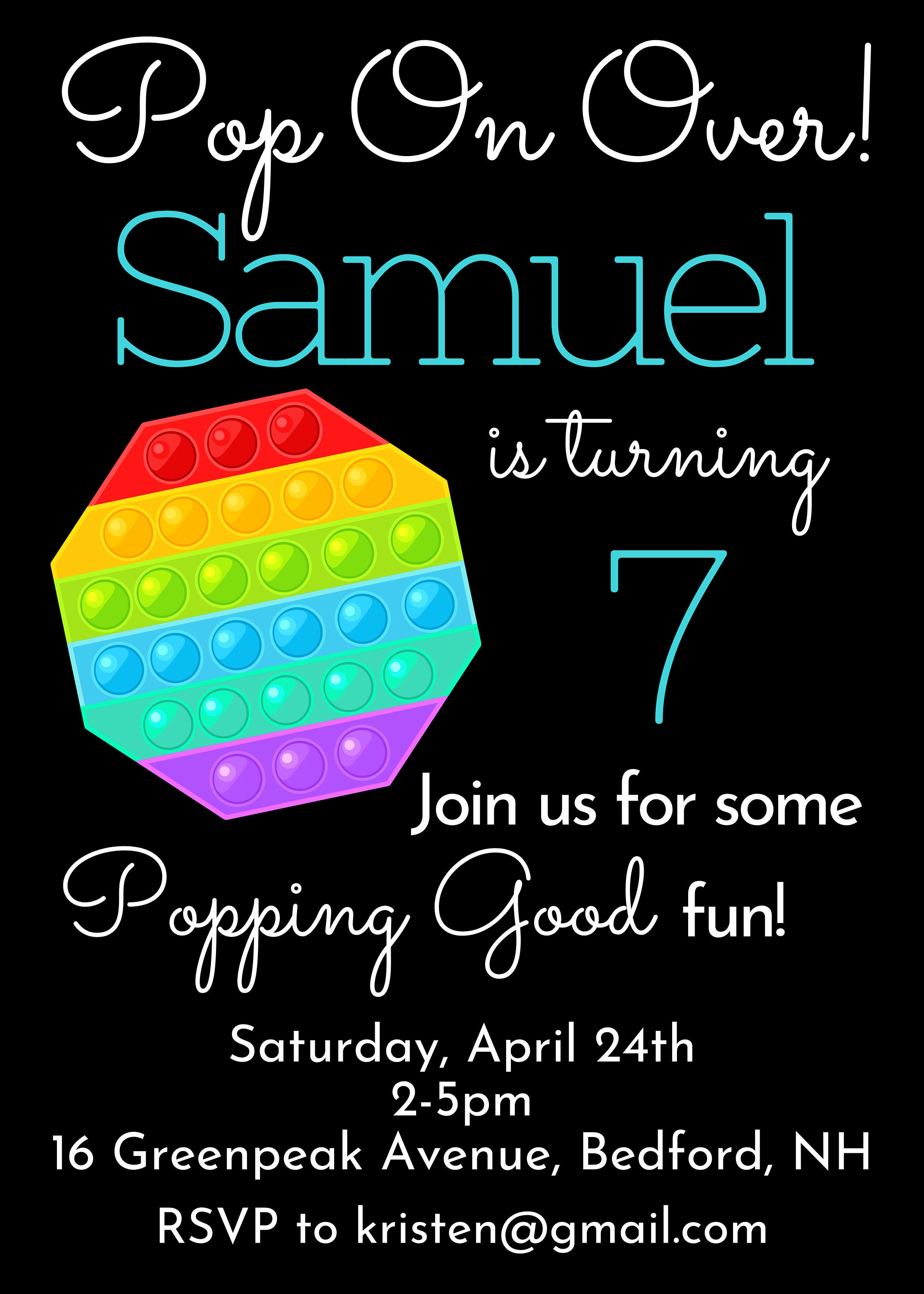 Pop It Birthday Party Invitation, Editable Pop It Invitation, Fidget ...