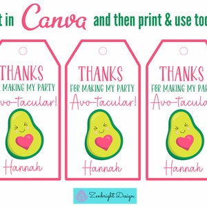 Avocado Favor Tags, Kids Avocado Birthday, Kawaii Avocado Favor Tags ...