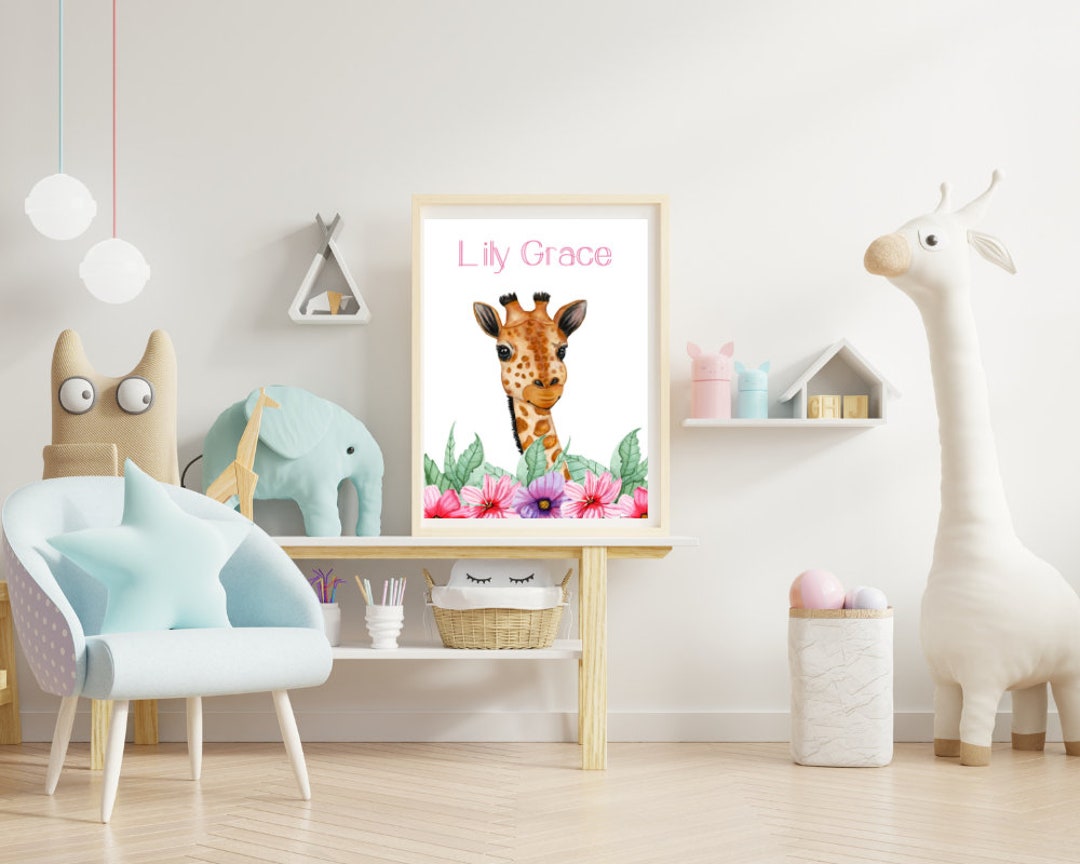 Baby Name Sign Printable, Giraffe Baby Name, Printable Nursery Wall ...