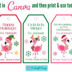 Editable Christmas Gift Tags, Tropical Christmas, Holiday Gift Tags ...