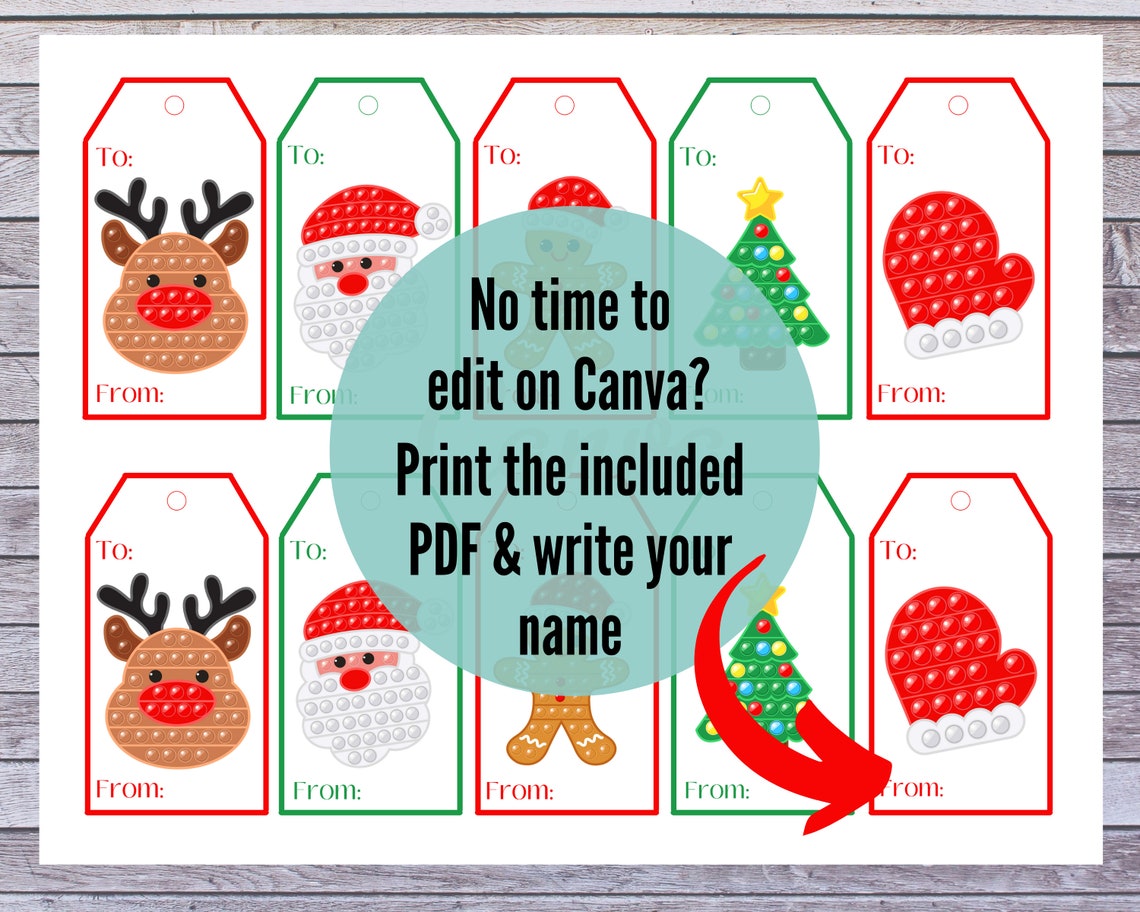 Editable Christmas Gift Tags, Pop It Christmas Gift Tags, Fidget Toy ...