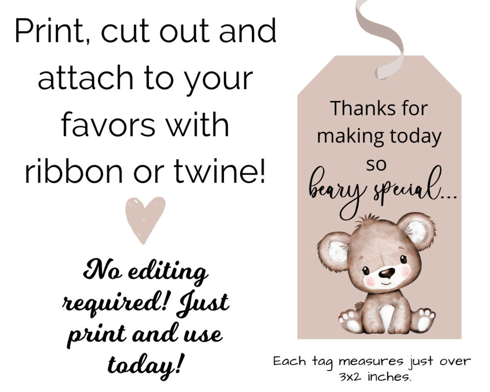 Teddy Bear Favor Tags Teddy Bear Baby Shower Teddy Bear | Etsy