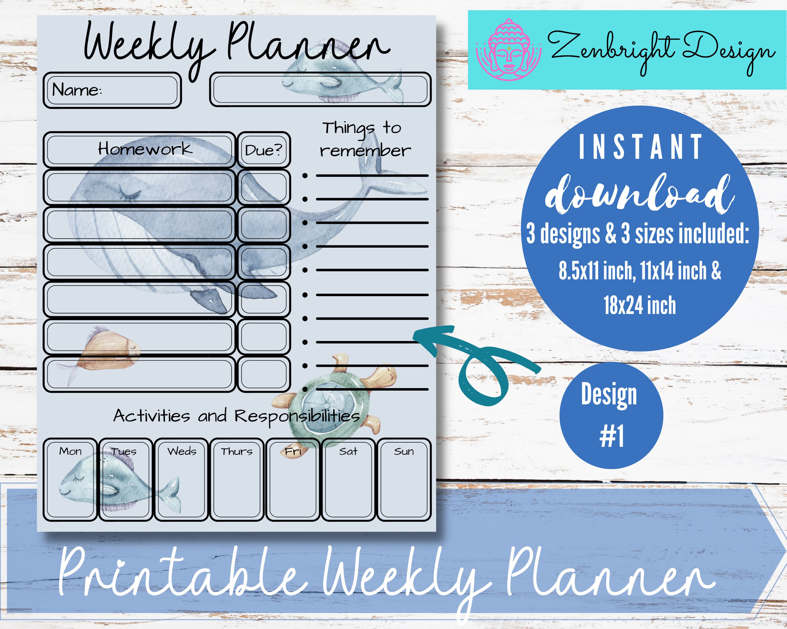 Kids Weekly School Planner Printable, Kids Homework Planner, Instant ...