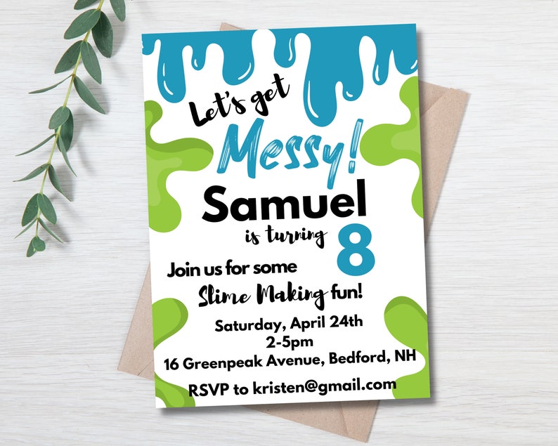 Slime Party Invitation, Editable Slime Making Birthday Party Invitation ...