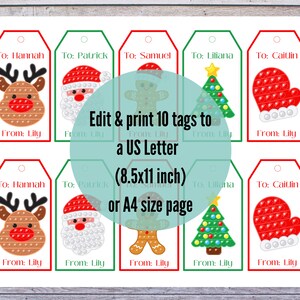 Editable Christmas Gift Tags, Pop It Christmas Gift Tags, Fidget Toy ...