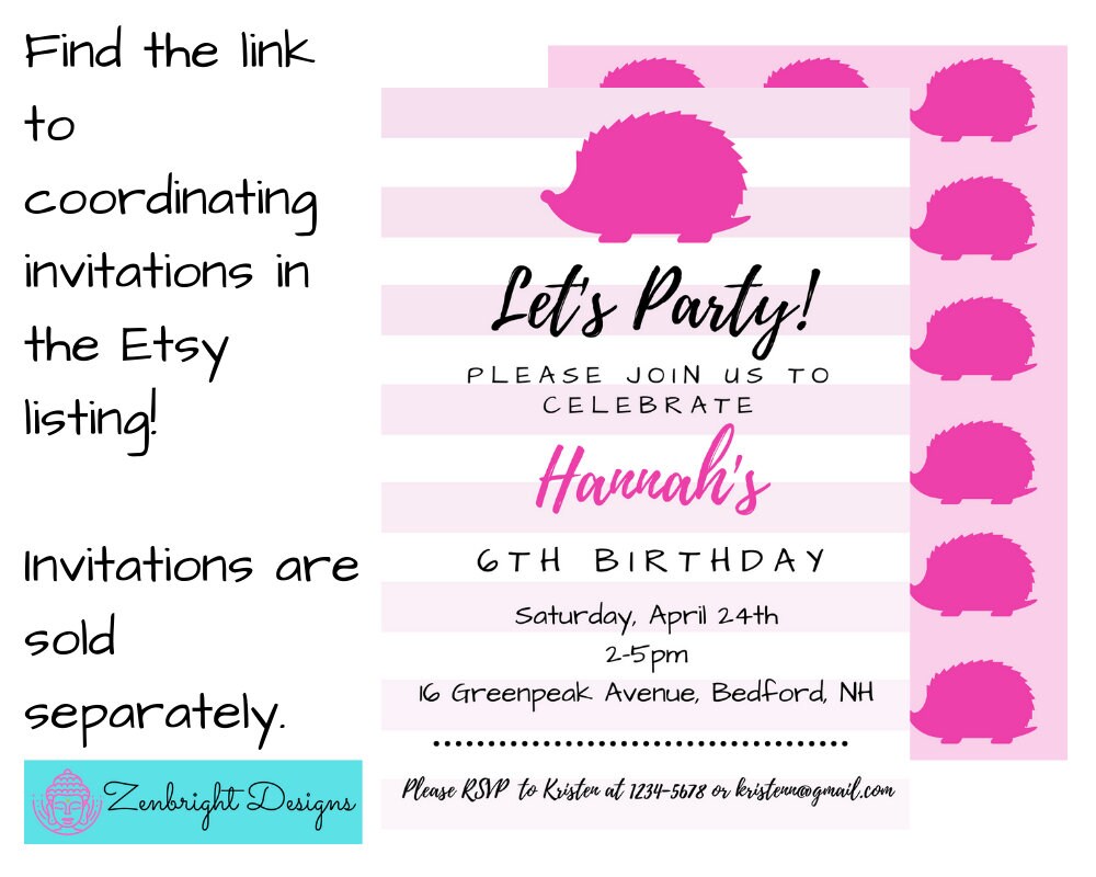 Editable Hedgehog Favor Tags, Girls Pink Hedgehog Birthday Party ...