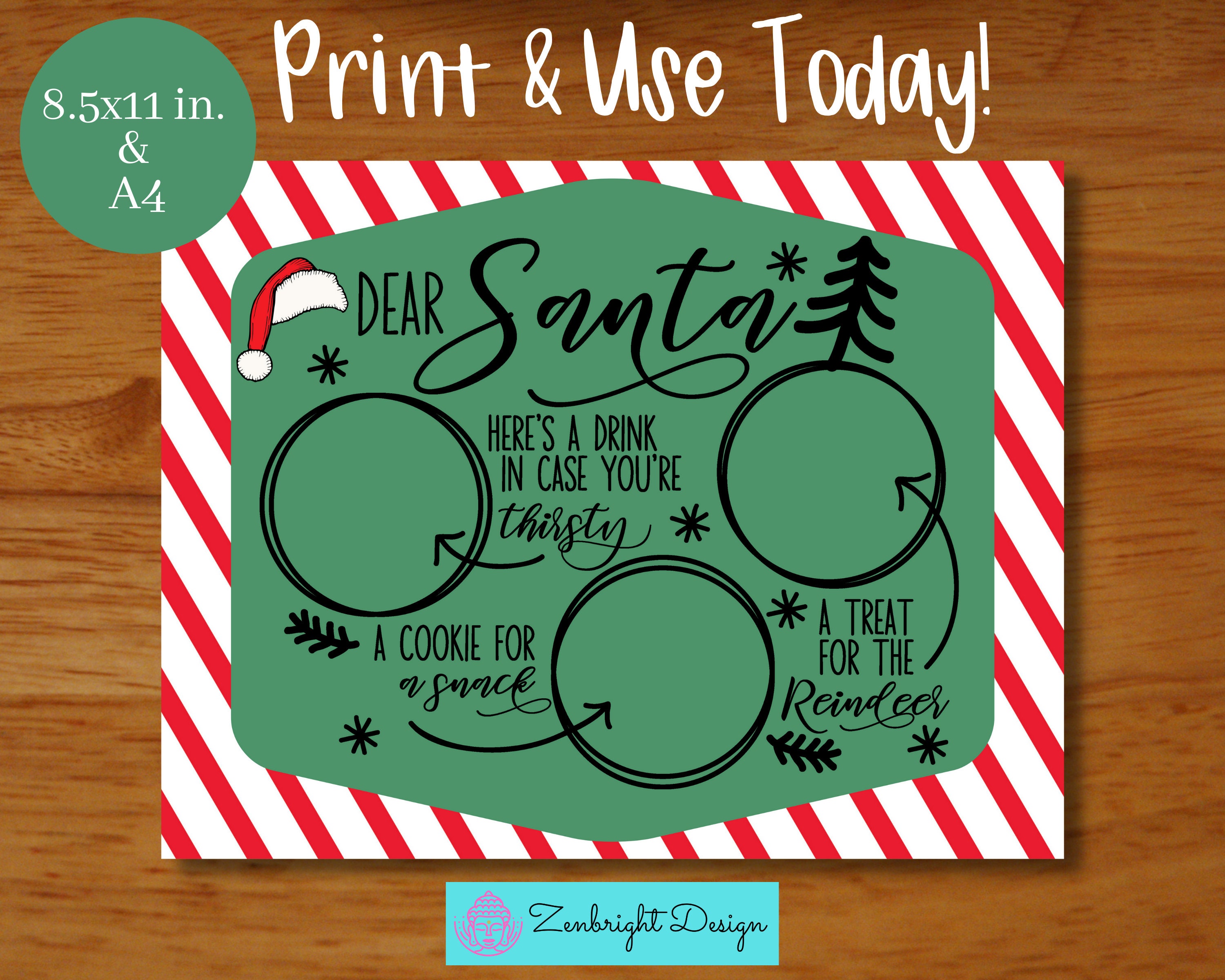 Santa Treats Printable, Retro Santa Treats Board, Cookies for Santa ...