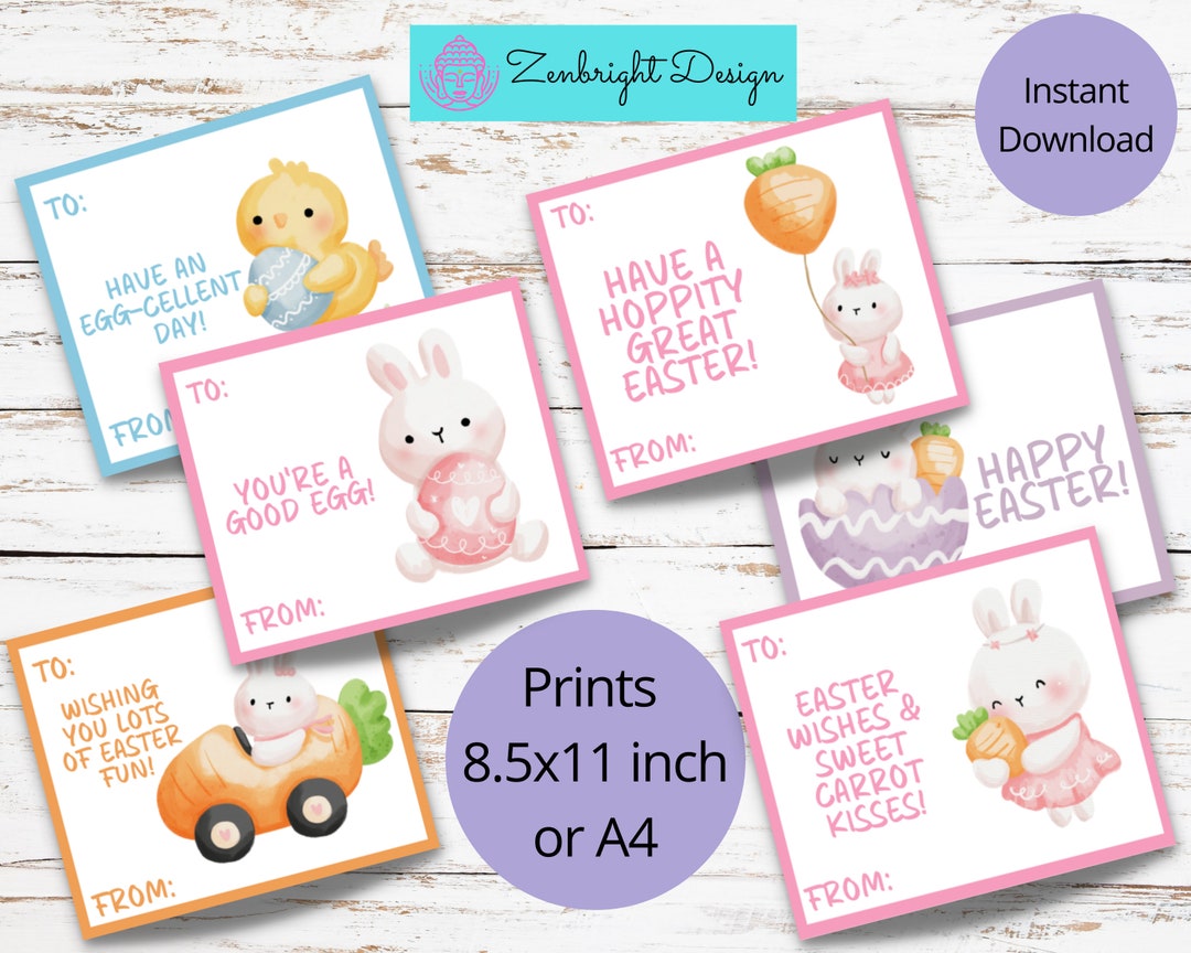 Kids Easter Cards, Printable Easter Cards, Bunny Easter Cards, Easter ...