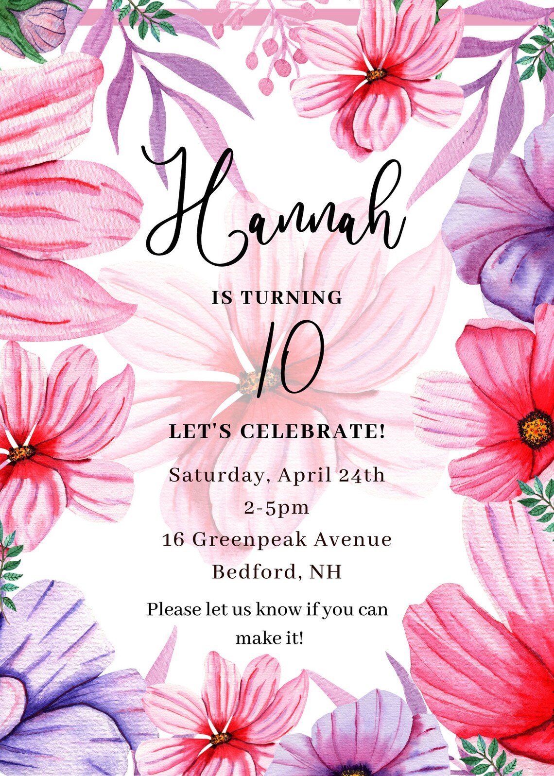 Birthday Party Invitation, Girls Party Invitation, Invitation Template ...