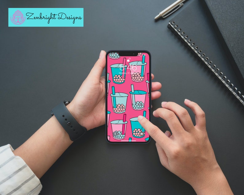 Bubble Tea Wallpaper, Phone Wallpaper, Digital Wallpaper, Boba ...