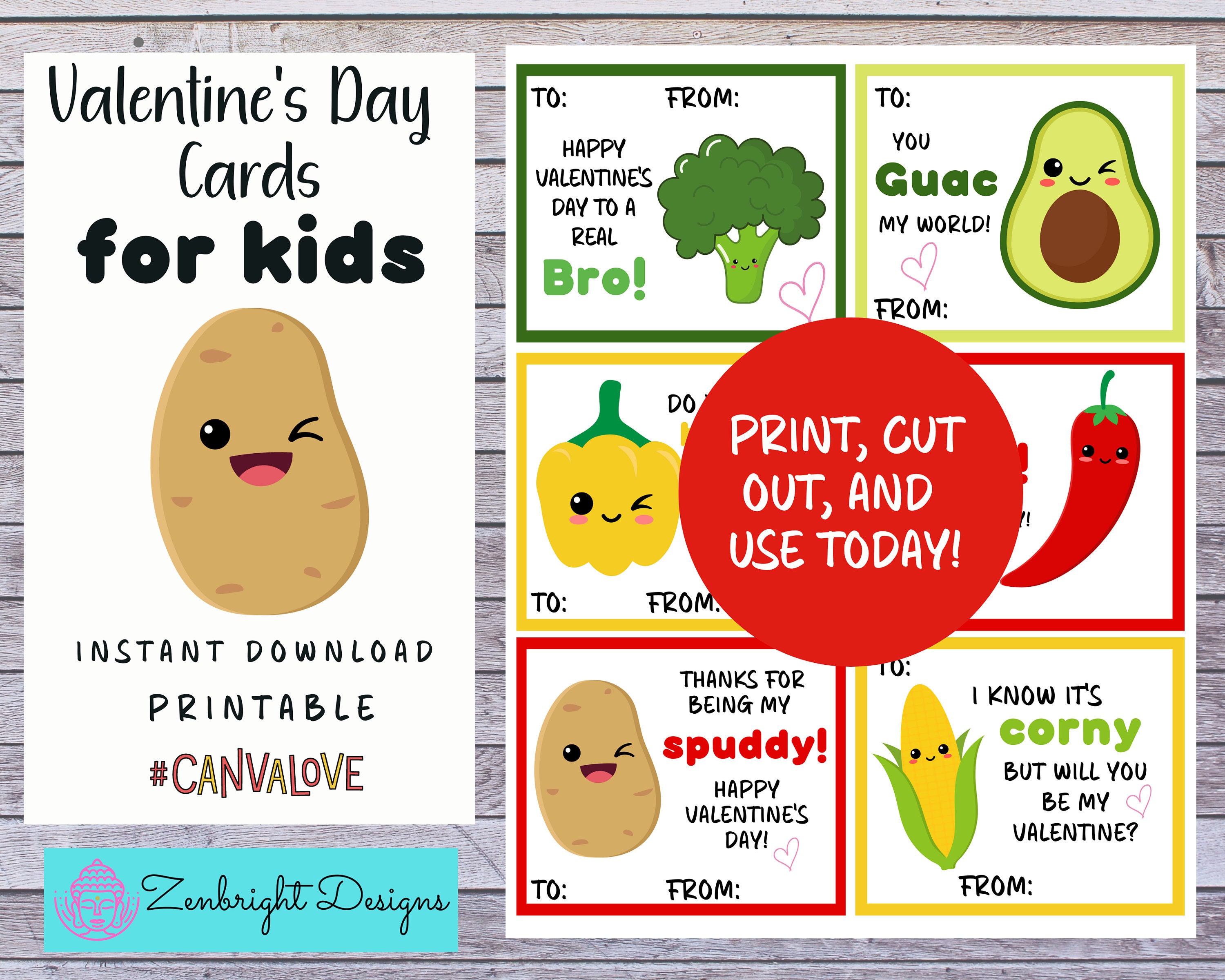 Kids Valentines, Printable Valentines, Kawaii Vegetable Valentines ...