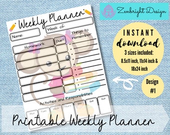 Printable Kids Weekly Planner and to Do List (Download Now) - Etsy