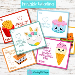 Kids Valentines, Printable Valentines, Squishy Valentine's Day Cards ...
