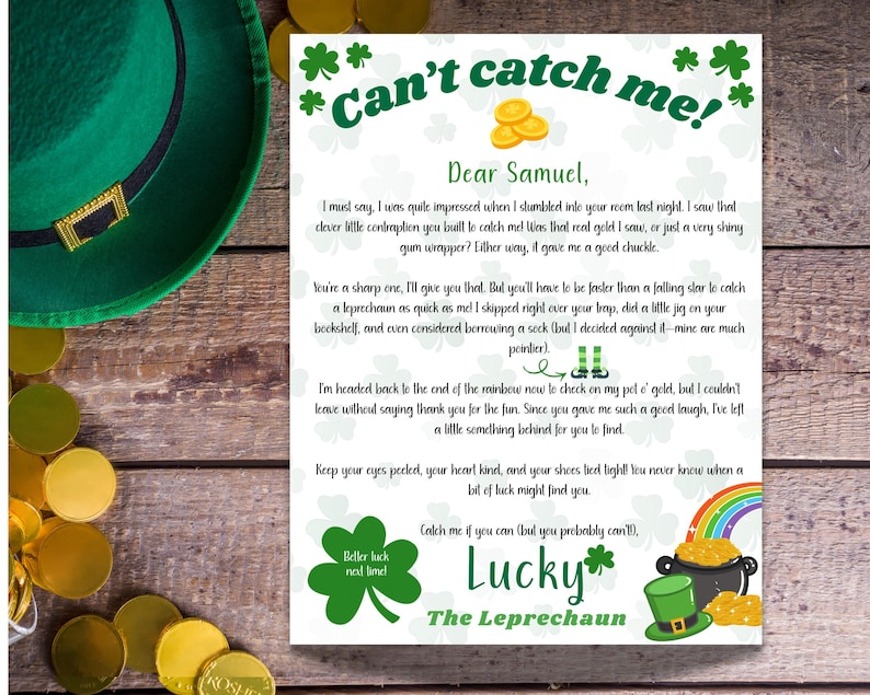 St. Patrick's Day Leprechaun Trap Letter (digital Download) - Etsy