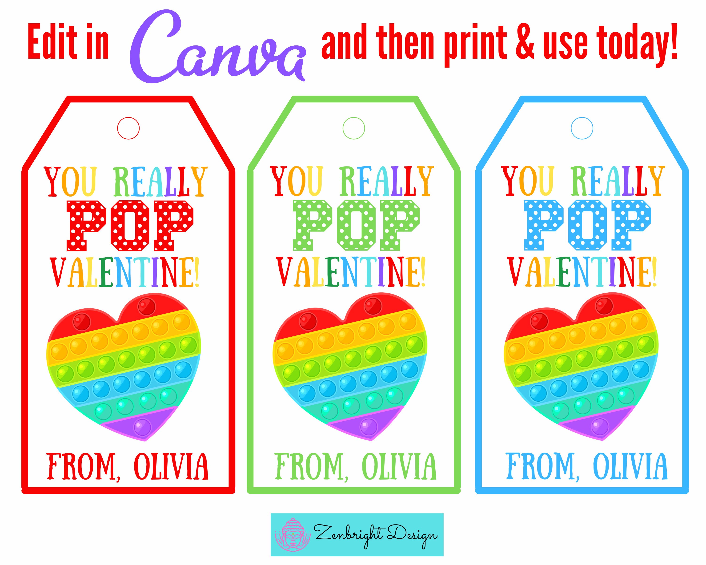 Pop It Valentines, Valentines Gift Tags, Pop It Valentines Gift Tag ...