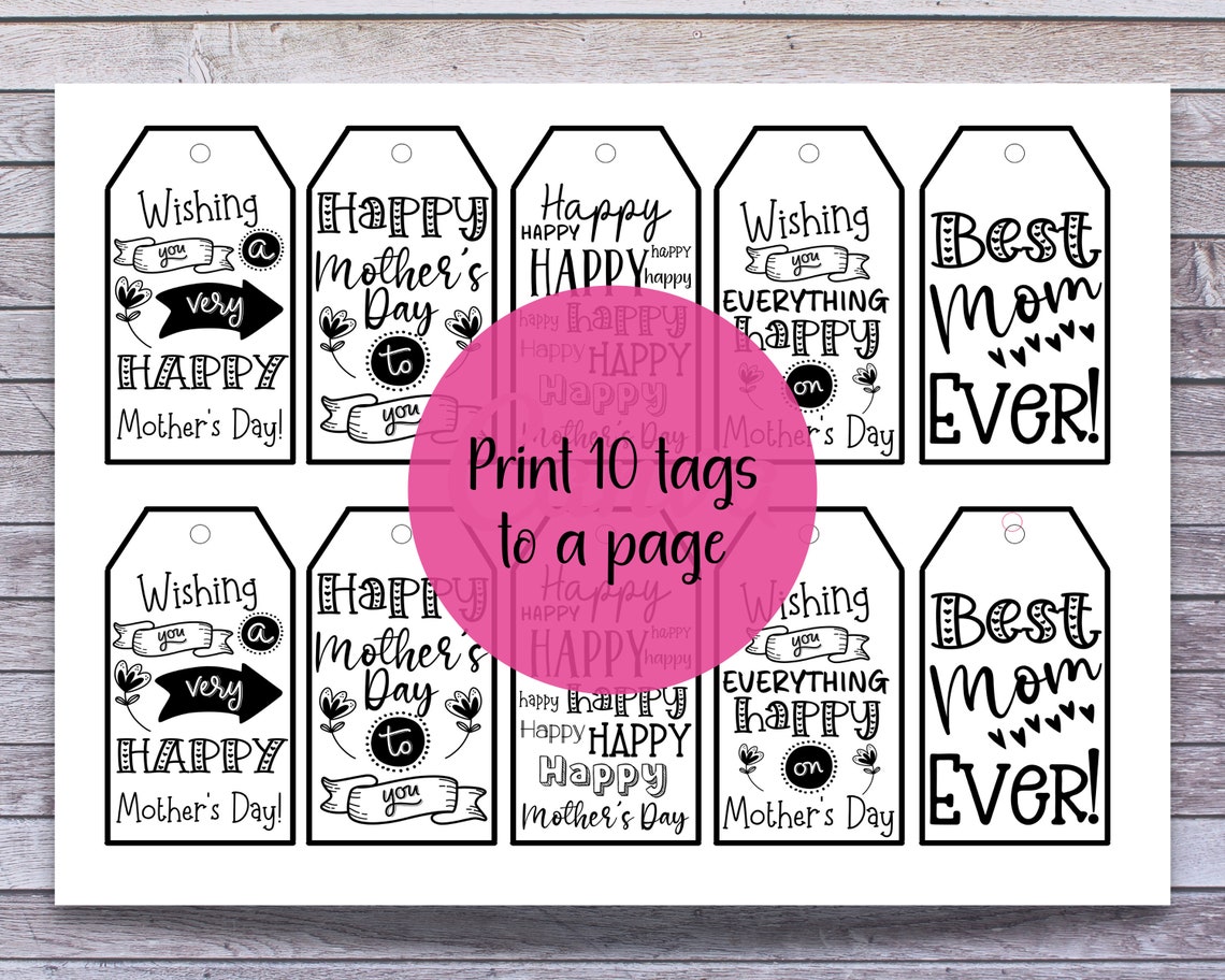 Mother's Day Gift Tags, Printable Mother's Day Tags, Digital Download ...