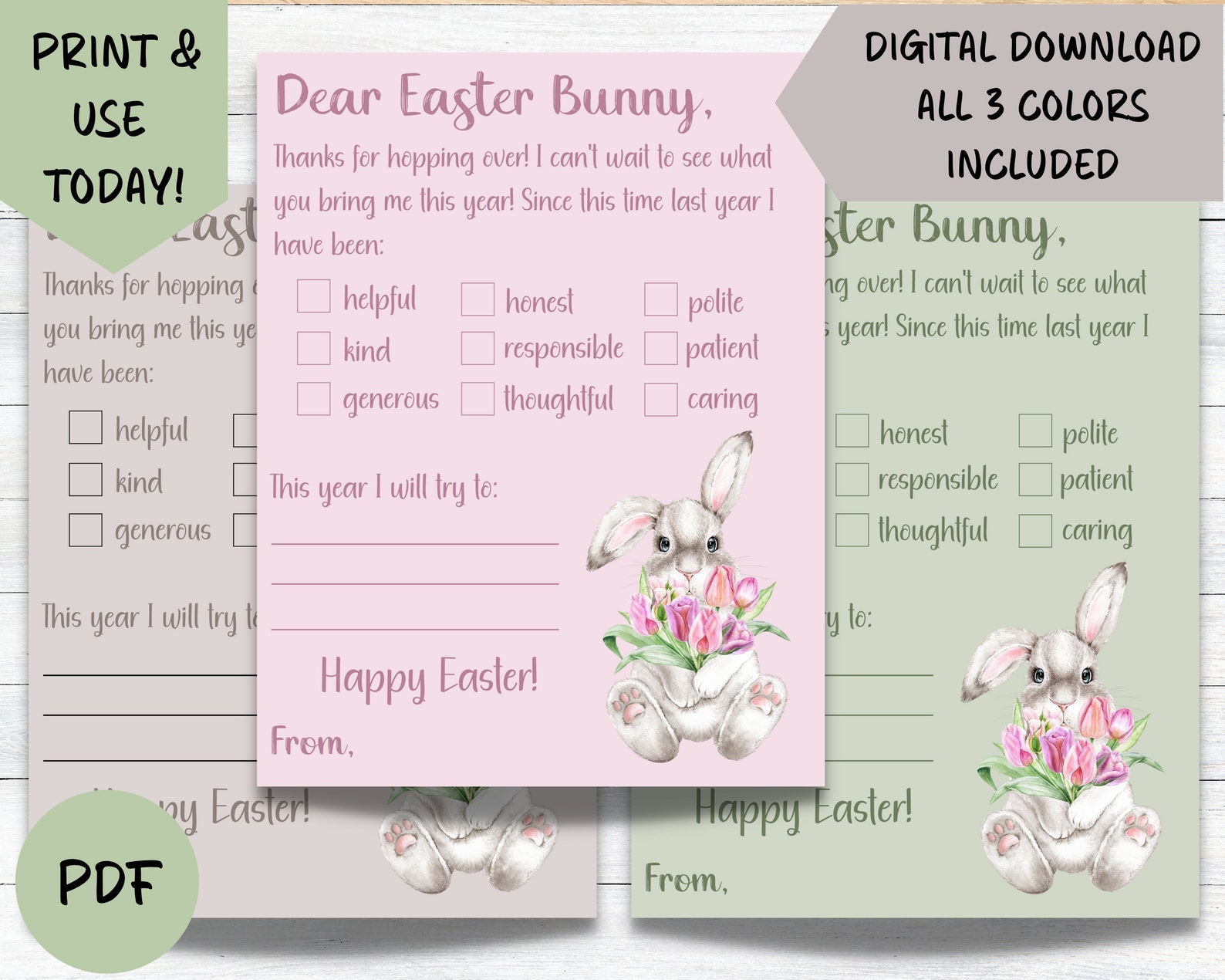 Dear Easter Bunny Letter, Letter to the Easter Bunny, Easter Printable ...
