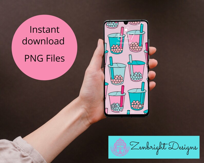 Bubble Tea Wallpaper, Phone Wallpaper, Digital Wallpaper, Boba ...