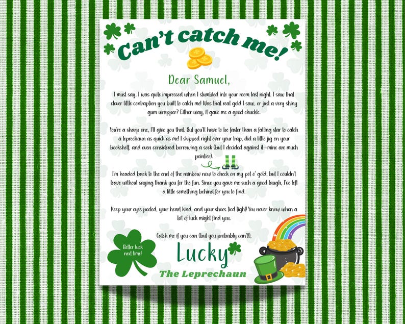 St. Patrick's Day Leprechaun Trap Letter (digital Download) - Etsy