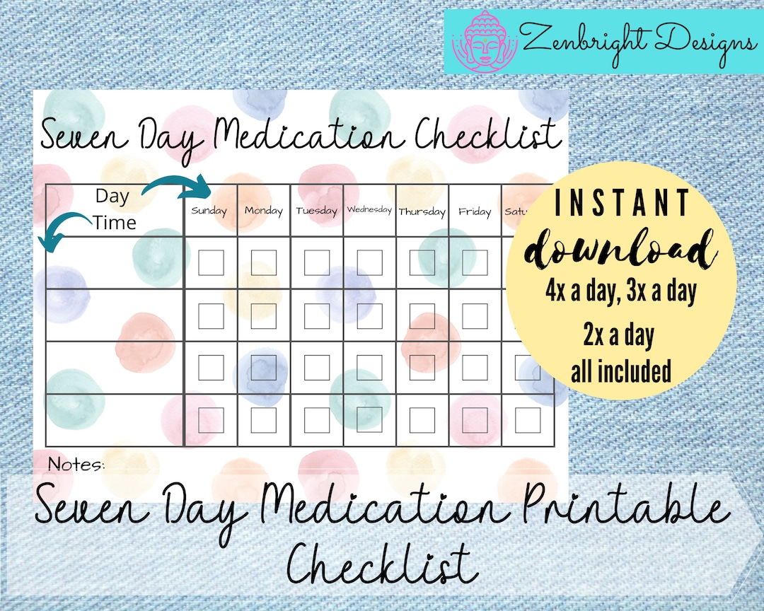 Printable Medication Checklist, Simple Medication Checklist, Medication ...
