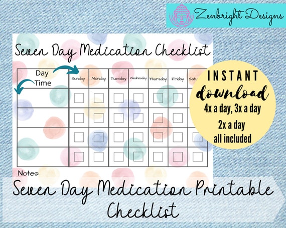 Printable Medication Checklist Simple Medication Checklist - Etsy Canada