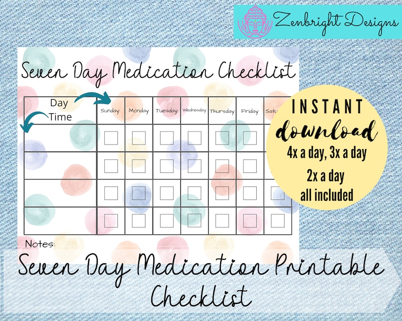 Printable Medication Checklist, Simple Medication Checklist, Medication ...