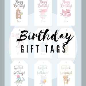 Kids Happy Birthday Gift Tags, Instant Download, Printable, Digital ...
