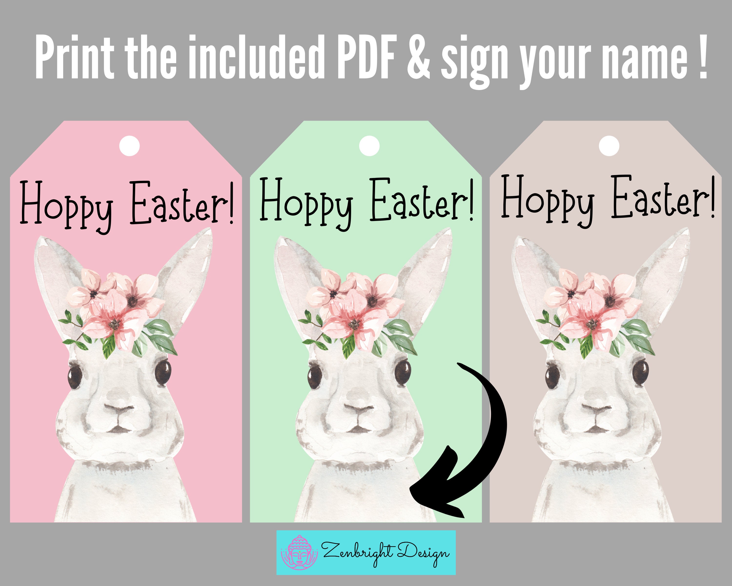 Easter Gift Tags, Easter Basket Tags, Printable Easter Tags, Digital ...