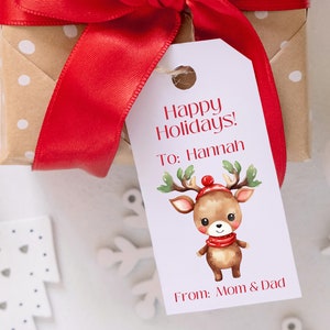 Christmas Gift Tags, Reindeer Gift Tags, Editable Gift Tags, Printable ...