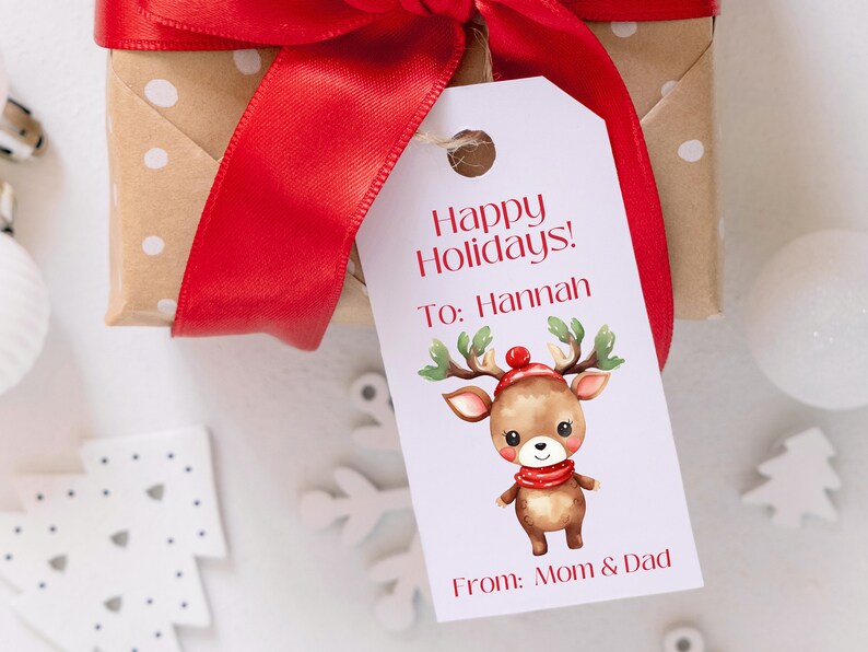 Christmas Gift Tags, Reindeer Gift Tags, Editable Gift Tags, Printable ...