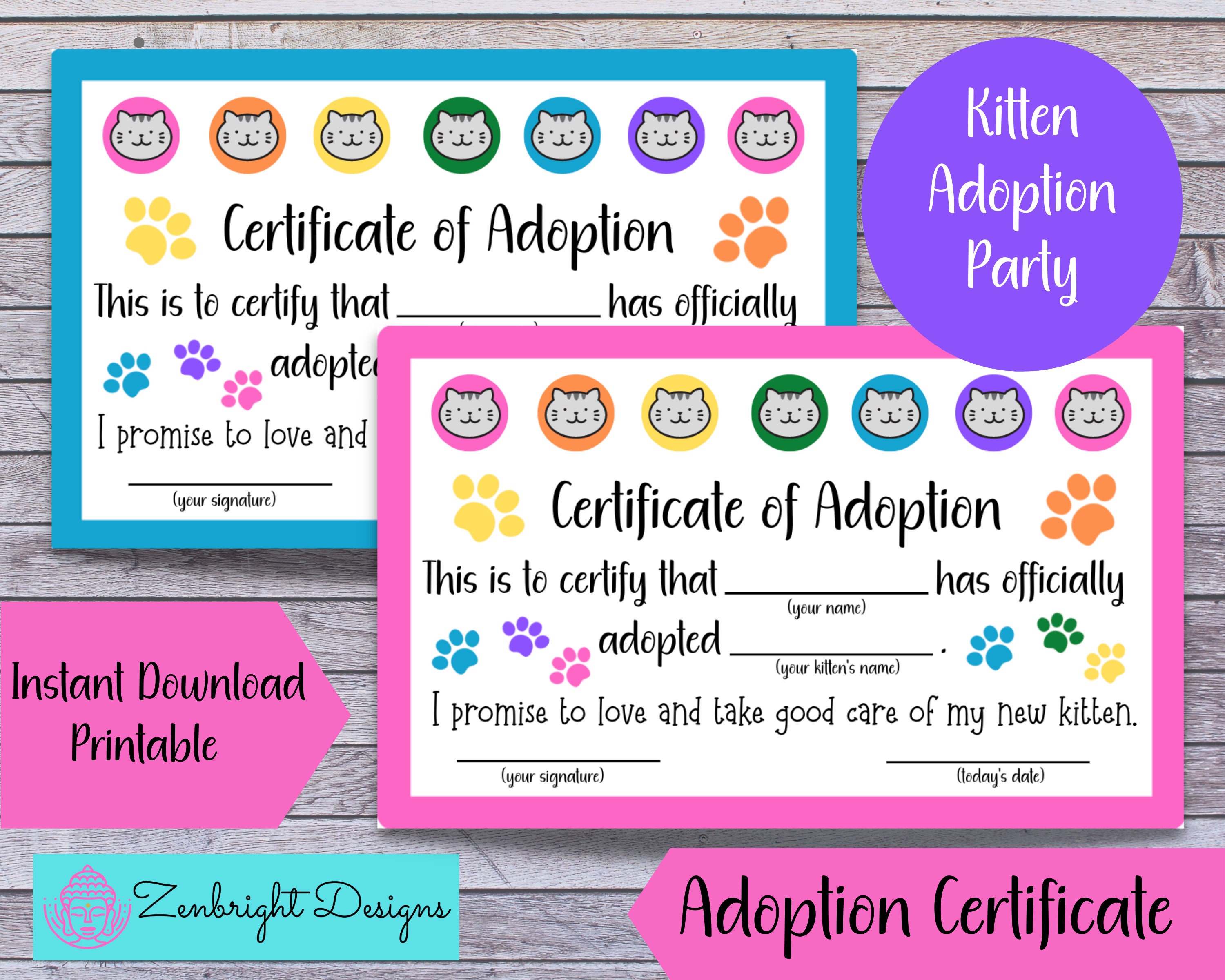 Kitten Birthday Party Printable, Kitten Adoption Party, Cat Adoption ...